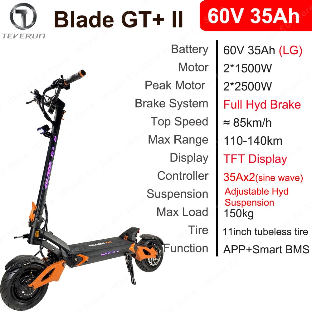 Blade GT II 60V 26Ah Blade GT+ II 60V 30Ah Dual Motor 1500W*2 Top Speed ...