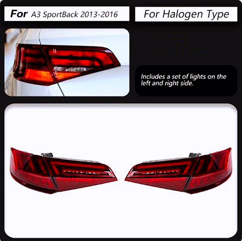 Car Tail Lights For Audi A3 LED Tail Light 2013 20 19 S3 Sportback Rear ...