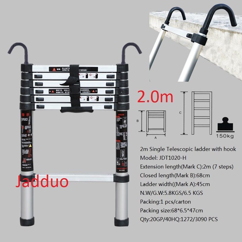 Single Telescopic Ladder With Hook/Hook Design MultiPurpose Convenient ...