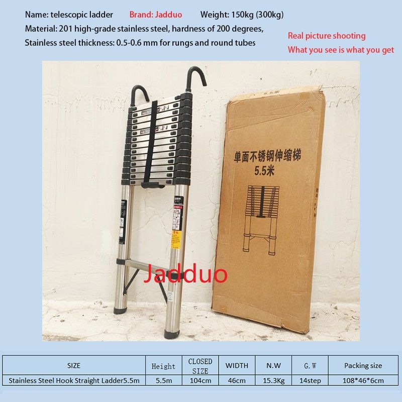 Stainless Steel Single Telescopic Ladder With Hook/Bold Non Slip Hook ...