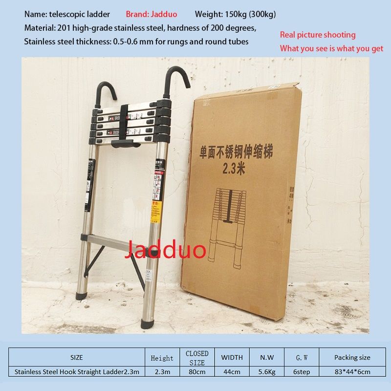 Stainless Steel Single Telescopic Ladder With Hook/Bold Non Slip Hook ...