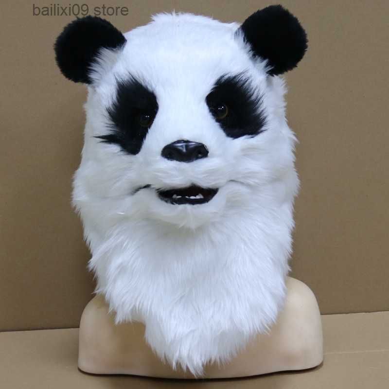 Party Masks New Plush Glowing Panda Head Cover Halloween Animal Mask ...