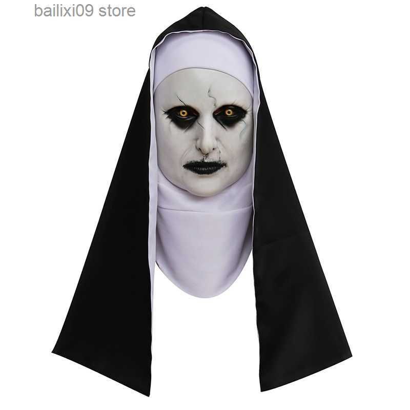 Party Masks Horror Nun Cosplay Mask Latex Soft Halloween Nun Makeup ...