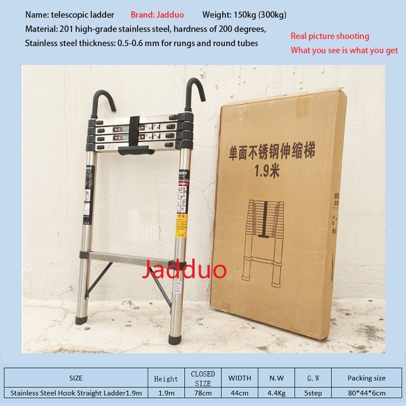 Stainless Steel Single Telescopic Ladder With Hook/Bold Non Slip Hook ...