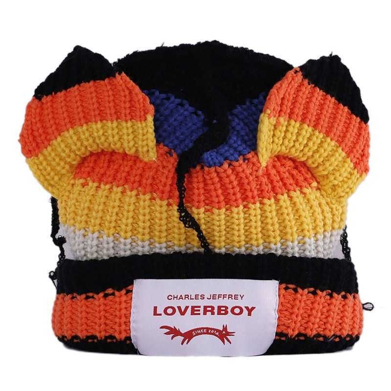 Loverboy Cat Ear Knitted Knit Beanie Skull Cap Double Layered, Warm ...