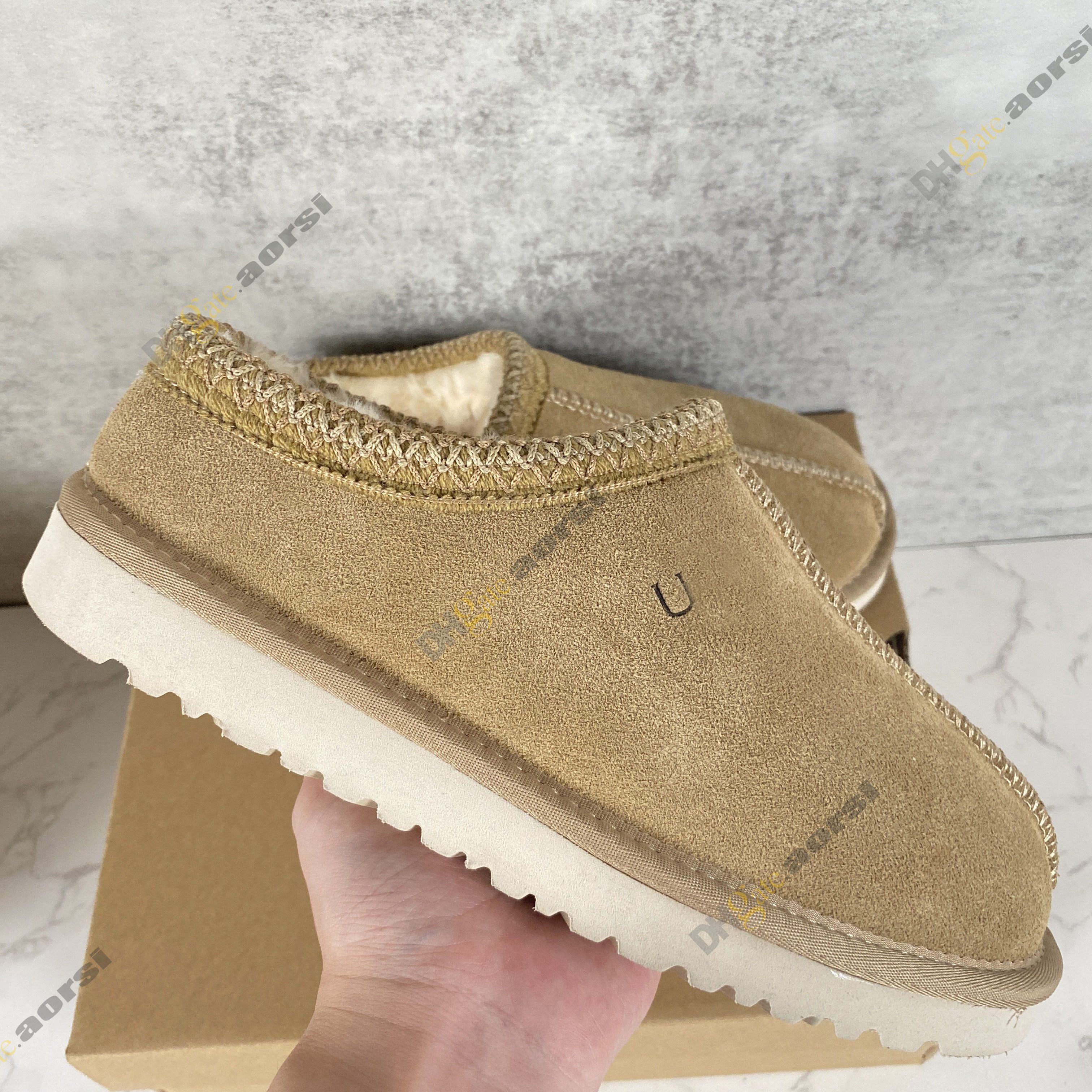 Tasman Slippers Tazz Mustard Seed Chestnut Fur Slides Sheepskin Classic ...