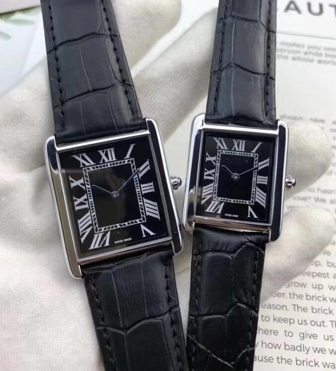 Popular Lovers Roman Tank Two Pins Design Watch Gentalmen Luxury Couple ...