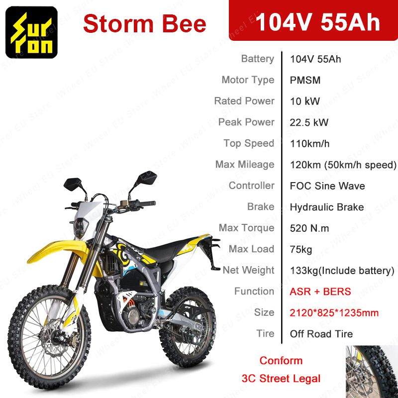 Sur Ron Storm Bee Electric Off Road Vehicle Electric Off Road Bike 104V ...