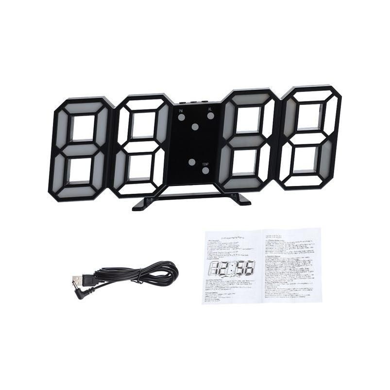 Led Display Clock Alarm Watch Usb Charge Electronic Digital Clocks Wall ...