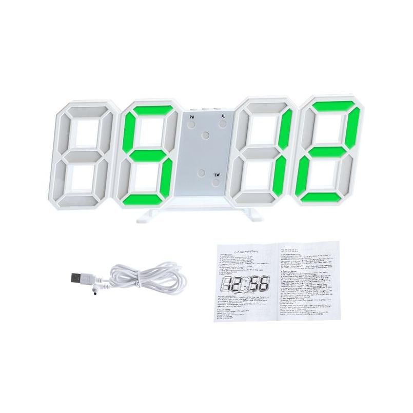 Led Display Clock Alarm Watch Usb Charge Electronic Digital Clocks Wall ...