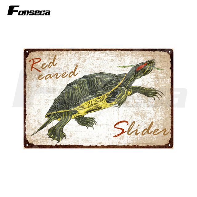 Metal Sea Turtle Sign Mauremys Reevesii Reptiles Vintage Tin Sign Plate ...