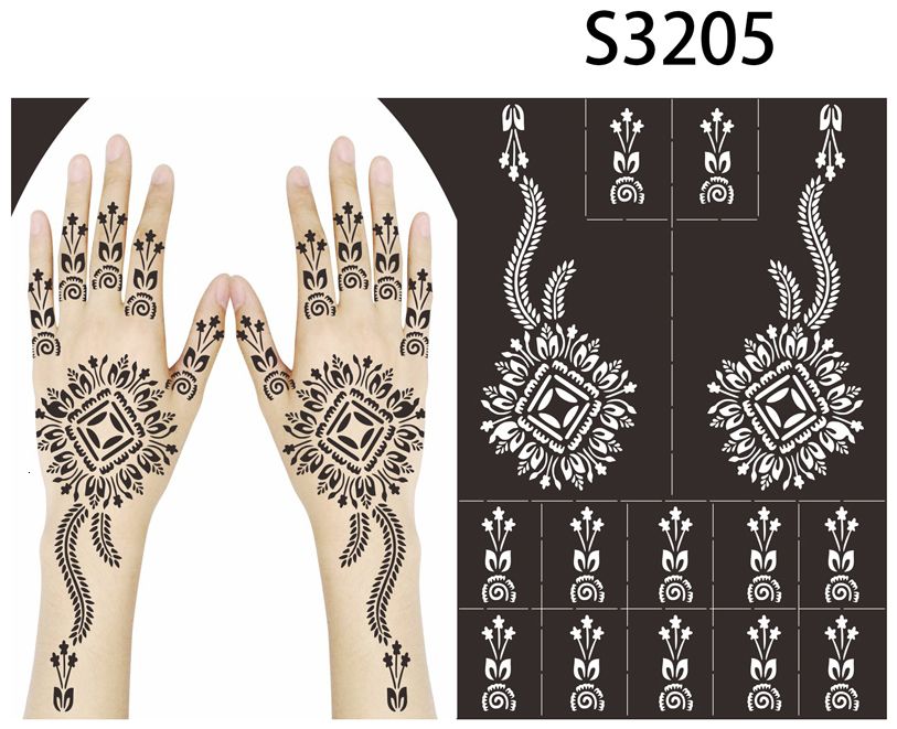 Temporary Tattoos Tattoo Templates Hands Feet India Henna Stencils Kit ...