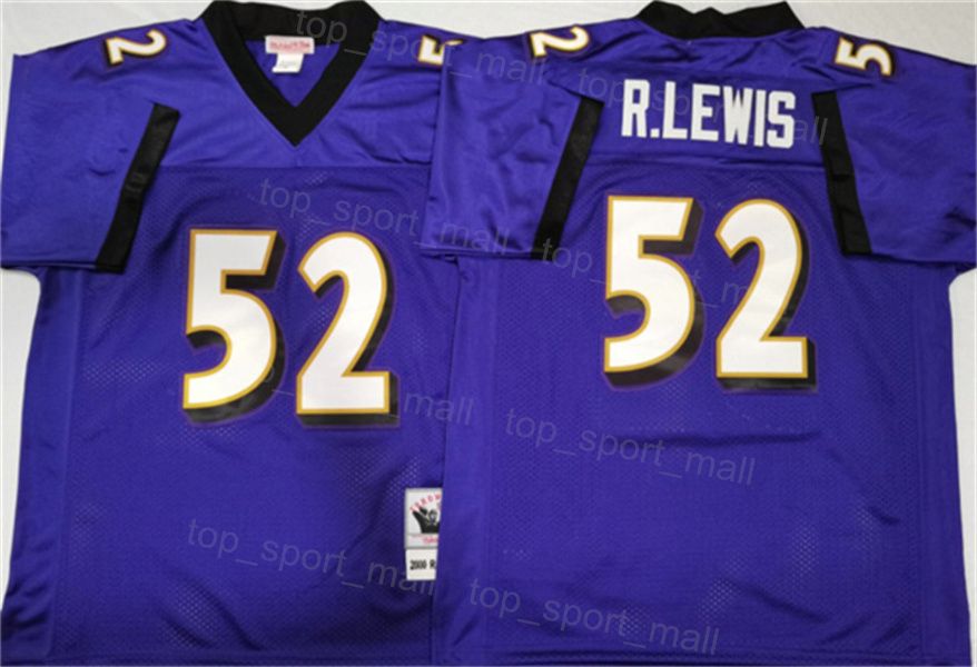 2004 2006 Retro Football 20 Ed Reed Jersey 52 Ray Lewis Black Purple ...