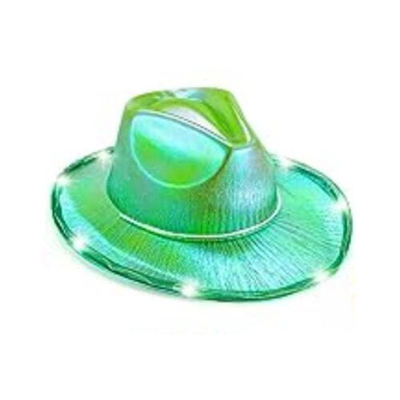 LED White Light Up Cowboy Hats Neon Cowgirl Hat Holographic Rave ...