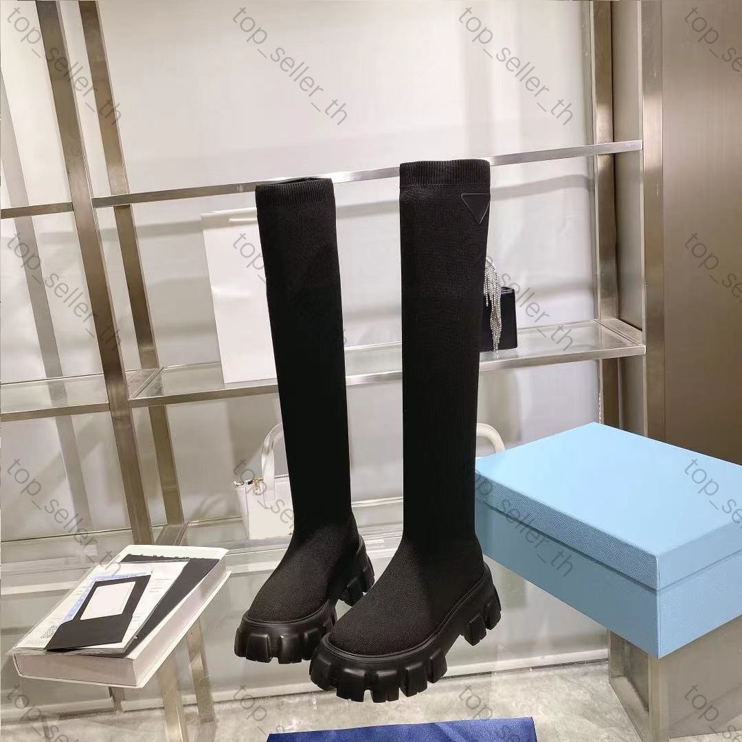 Monolith Knit Boots Designer Shoes Women Boots Crochet Trainers Cotton ...