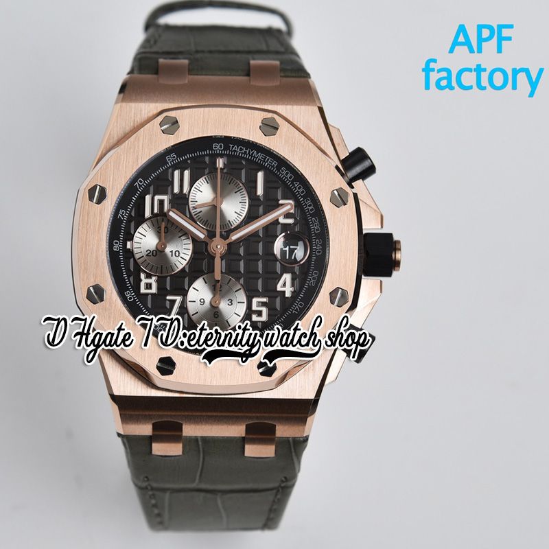 APF 42mm Vampire 2647 A3126 Automatic Chronograph Mens Watch Black Ceramic Nexel Dial Rubber ...