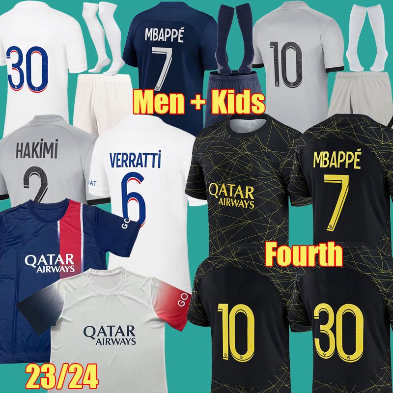 MBAPPE HAKIMI 30 Soccer JerseyS Fourth 22 23 4th Maillots De Football ...
