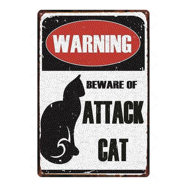 Beware Of The Dog Tin Sign Warning Cat Sign Shabby Chic Plaque Metal ...