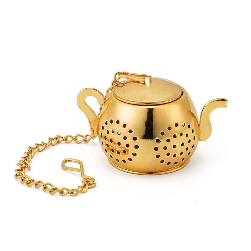 Gold Tea Infuser Set With Stainless Steel Filter & Tray Perfect For ...