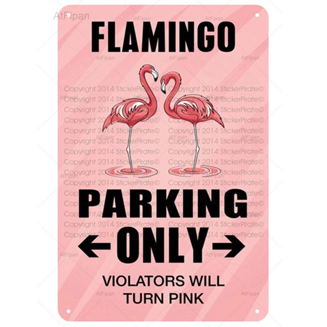 Cartoon Flamingo Tin Sign Poster Vintage Animal Tin Metal Tin Sign ...