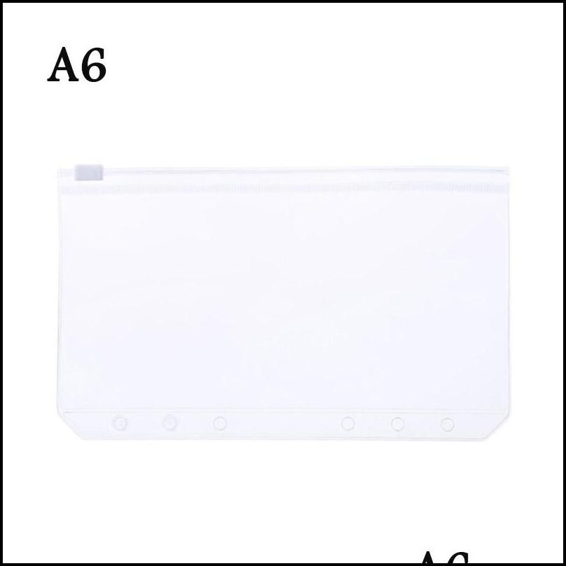 ₩432에서 책 표지 A5/A6/A6/A7 PVC 바인더 ER 투명 지퍼 보관 가방 6 홀 방수 편지지 가방 사무실 여행 휴대용 문서 자루 DHFYU | DHgate