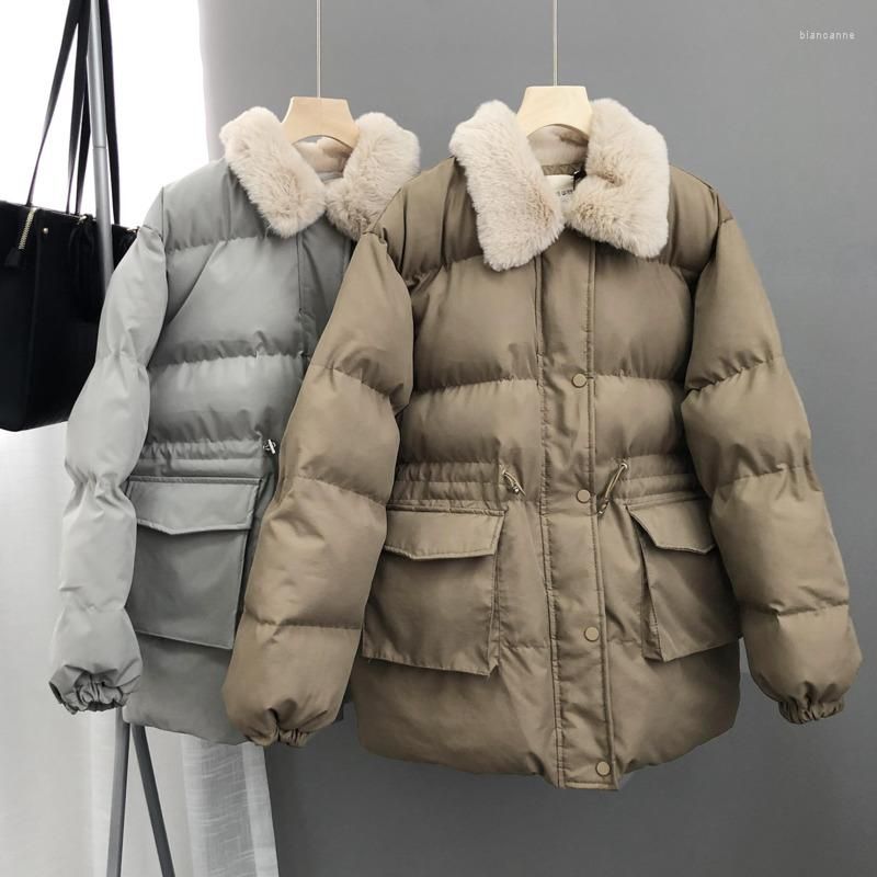 Women's Trench Coats 2023 Winter Women Thick Cotton Coat Imitation Hair ...