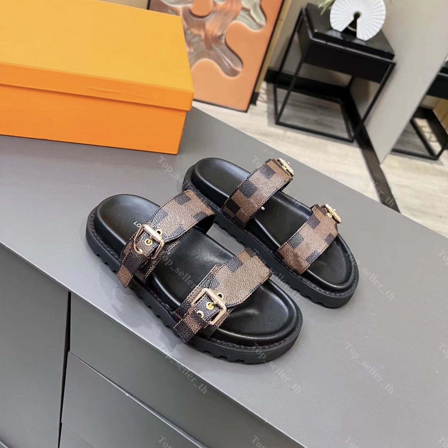 Designer Flat Heel Tan Leather Sandals For Women Mom DIA FLAT COMFORT ...