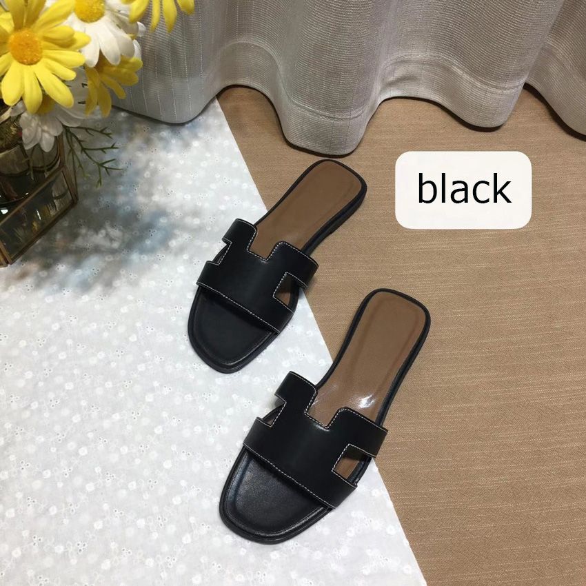 Designer Leather Slides With Cartoon Big Head And Flat Heel For Women ...
