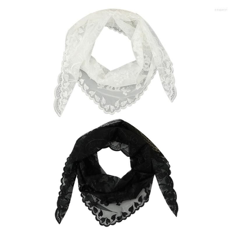 Scarves Floral Headscarf Lace Triangle Scarf Summer Hijab For Women ...