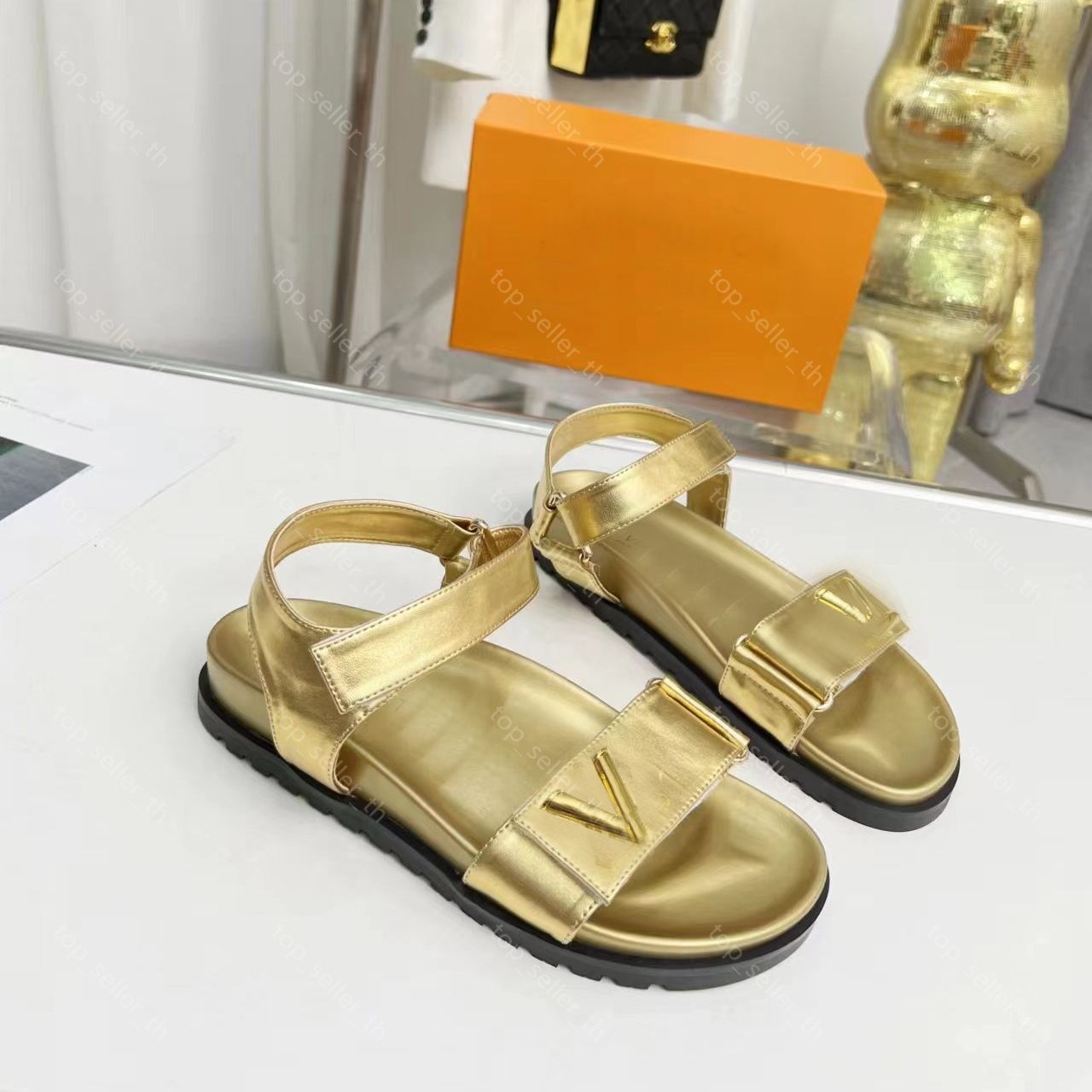 Designer Flat Heel Tan Leather Sandals For Women Mom DIA FLAT COMFORT ...