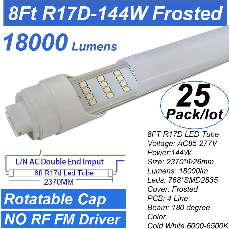 Tubo De Luz LED R17D De 8 Pies, Bombillas LED F96t12 HO De 8 Pies, Luz ...