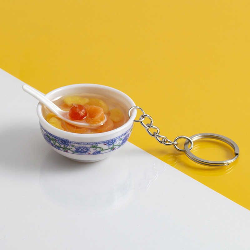 Simulated Noodle Pill Keychain With Pendant Chinese Blue And White ...