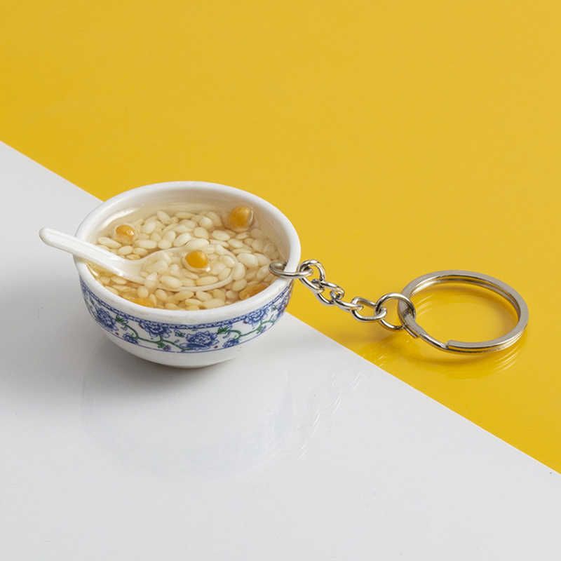 Simulated Noodle Pill Keychain With Pendant Chinese Blue And White ...