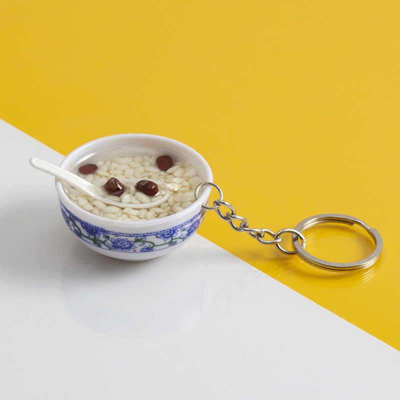 Simulated Noodle Pill Keychain With Pendant Chinese Blue And White ...