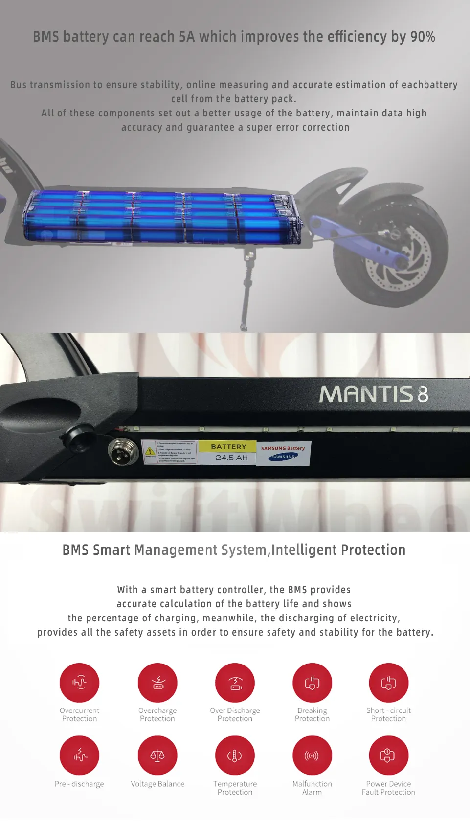 Exonération De TVA Kb Mantis8 800W * 2 DualMinimotors 48V / 24.5Ah 75Km Range 50Km / H ...