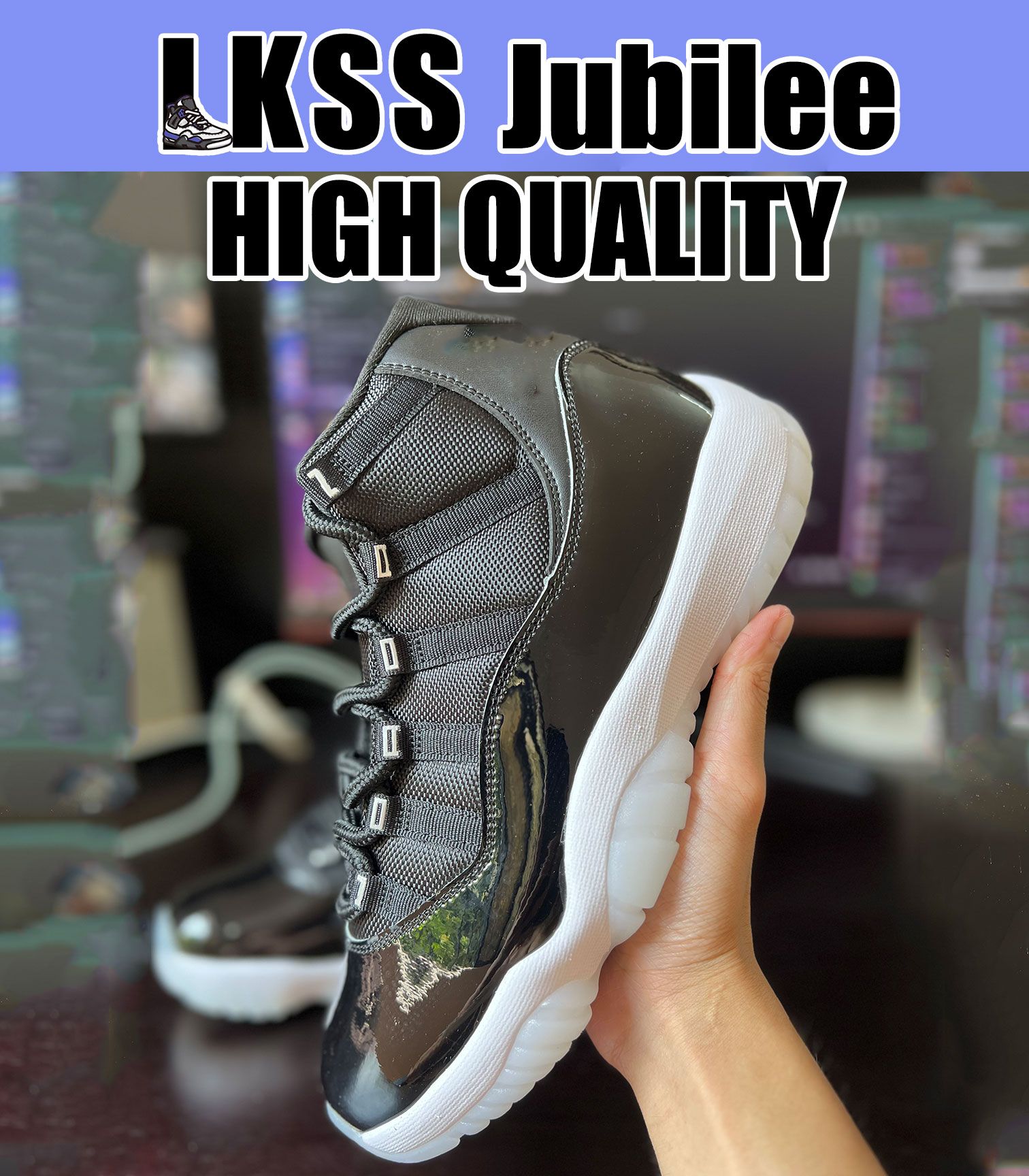 LKSS Jumpman 11 Basketball Shoes Men Women Cherry 11s Low Cement Grey ...