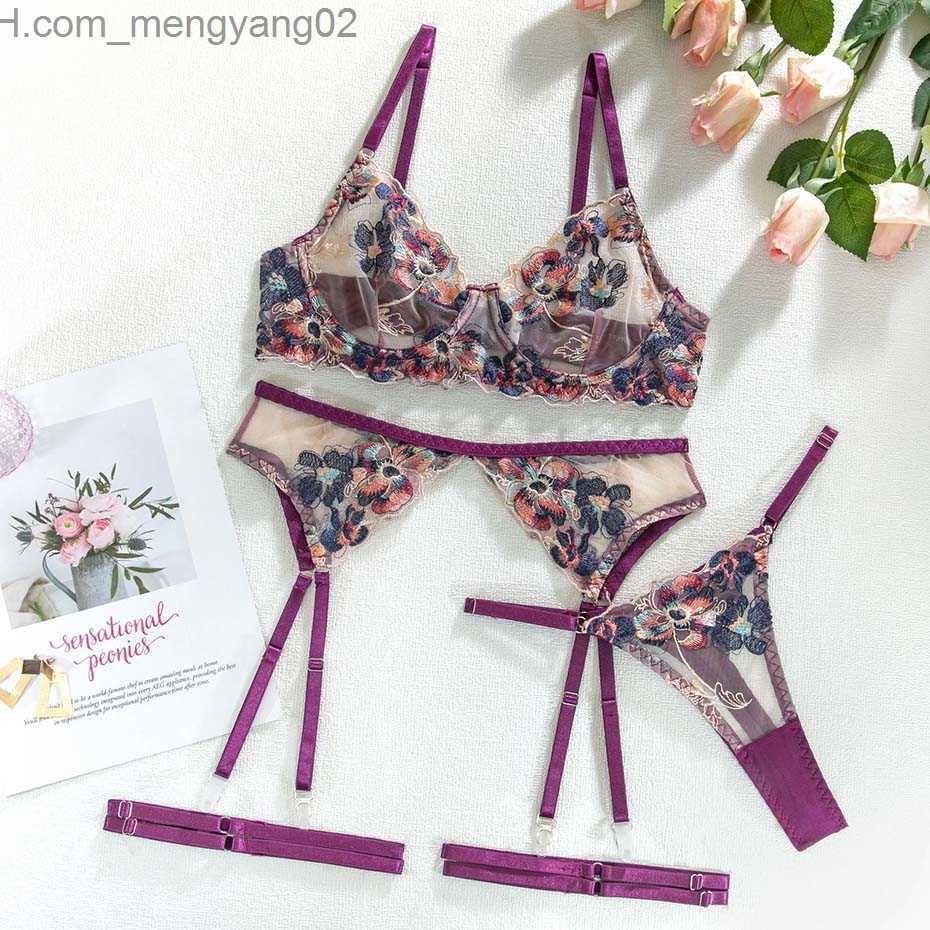 Sexy Set JSY Sexy Bra And Panties Set Lingerie Embroidery Lace Women ...