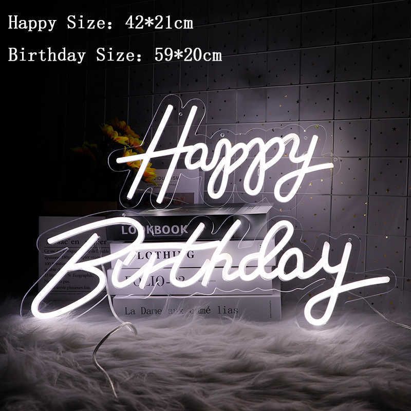 LED Happy Birthday Flex Transparent Acrylic Party Neon Light Sign Led ...