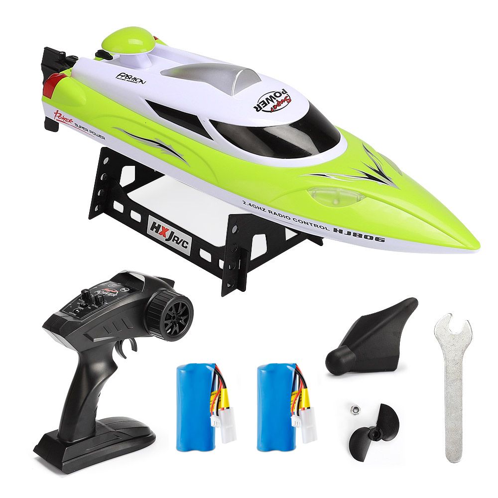 Model Set 2 4Ghz HJ806 Large RC Speedboat With LED Light 35km H 200ms ...