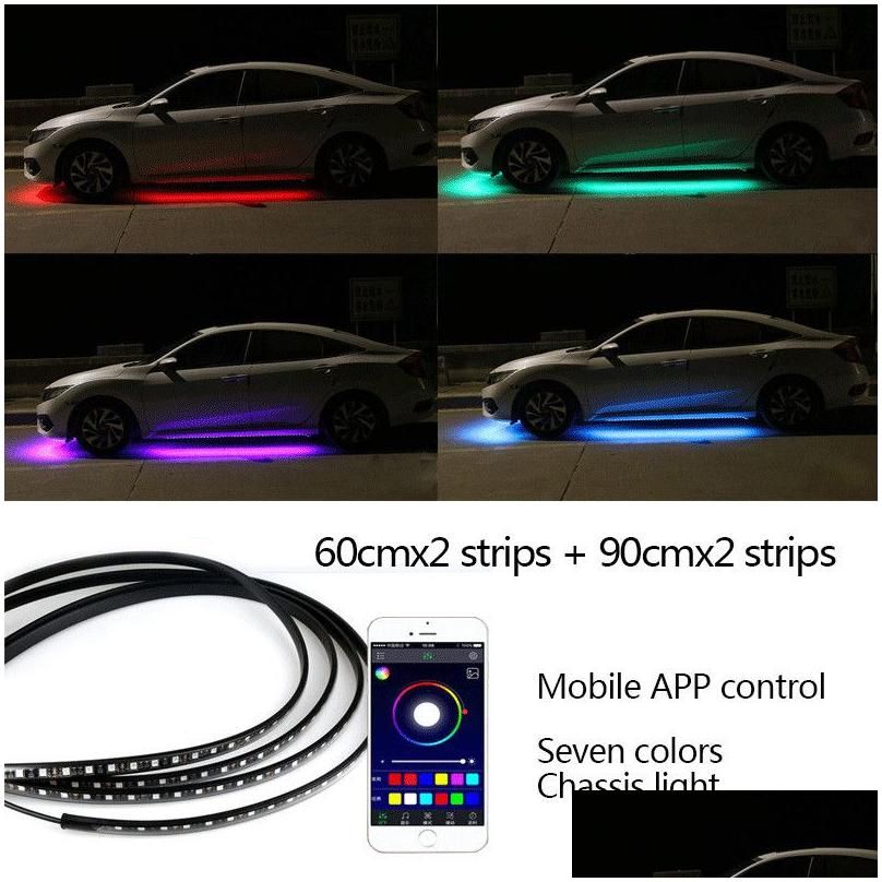 Decorative Lights 4X Car Chassis Waterproof Led Ambient Strip Underglow ...
