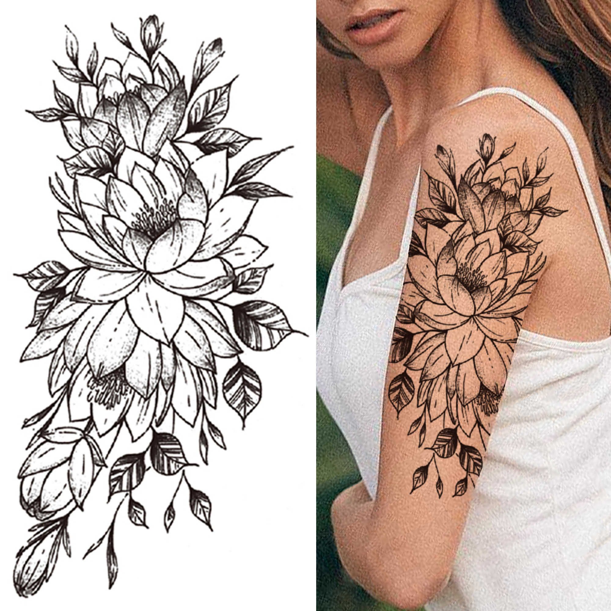 Temporary Tattoos Lily Chains Flower Temporary Tattoos For Women Girl ...
