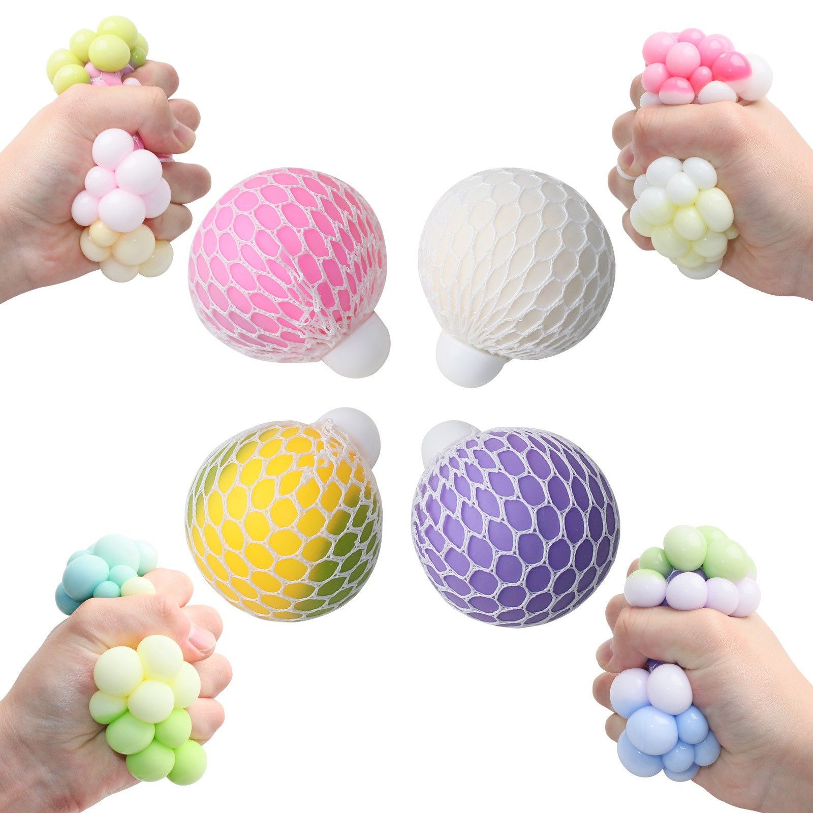 6cm Tricolor Discoloration TPR Soft Adhesive Pectin Grape Ball Toy ...