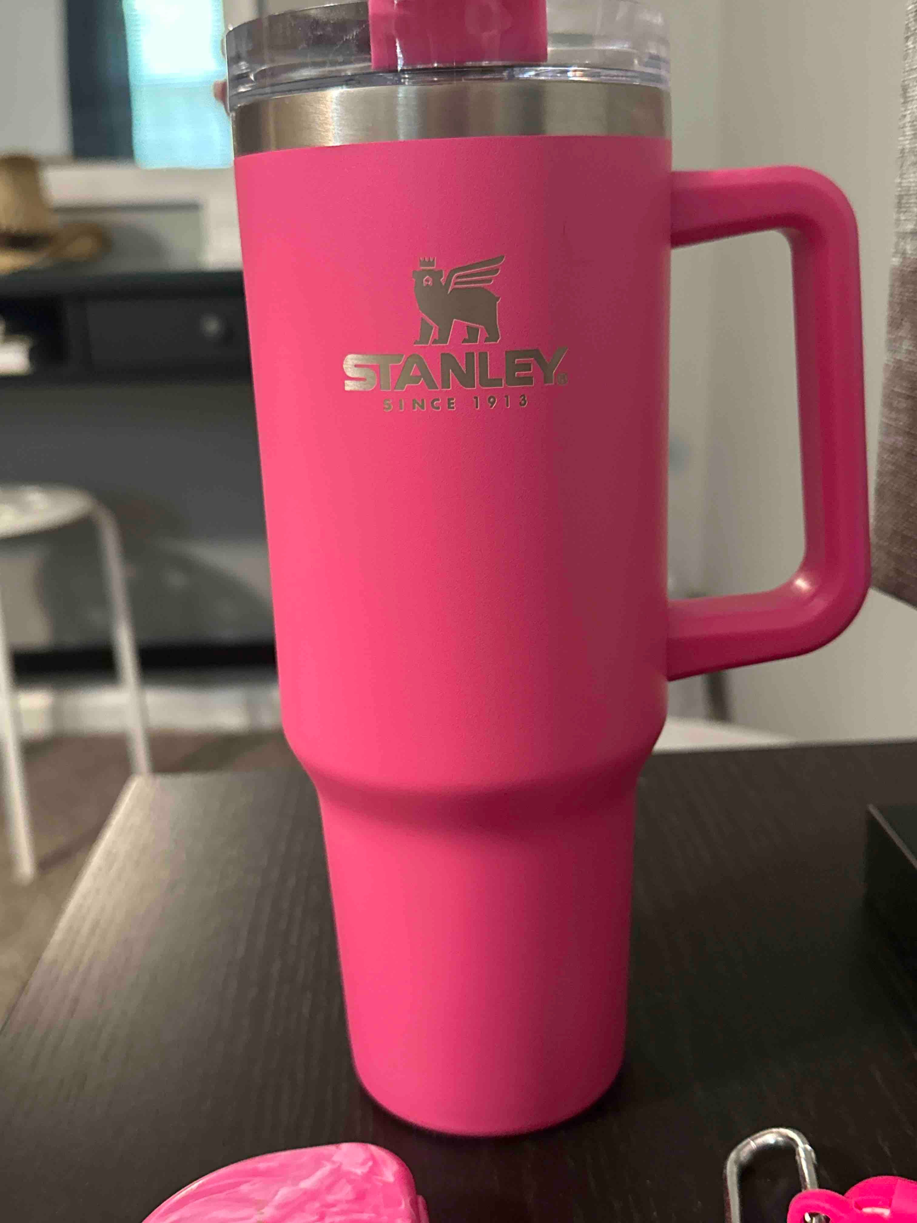 40oz Stainless Steel Tumblers Cups With Handle Lid And Straws Hot Pink ...