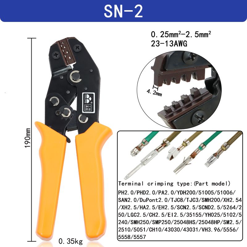 Pliers SN 48B SN 2 Wire Crimping 0.5 2.5mm2 20 13AWG For Box TAB 2.8 4.8 6.3 SM2.5 XH2.54 ...
