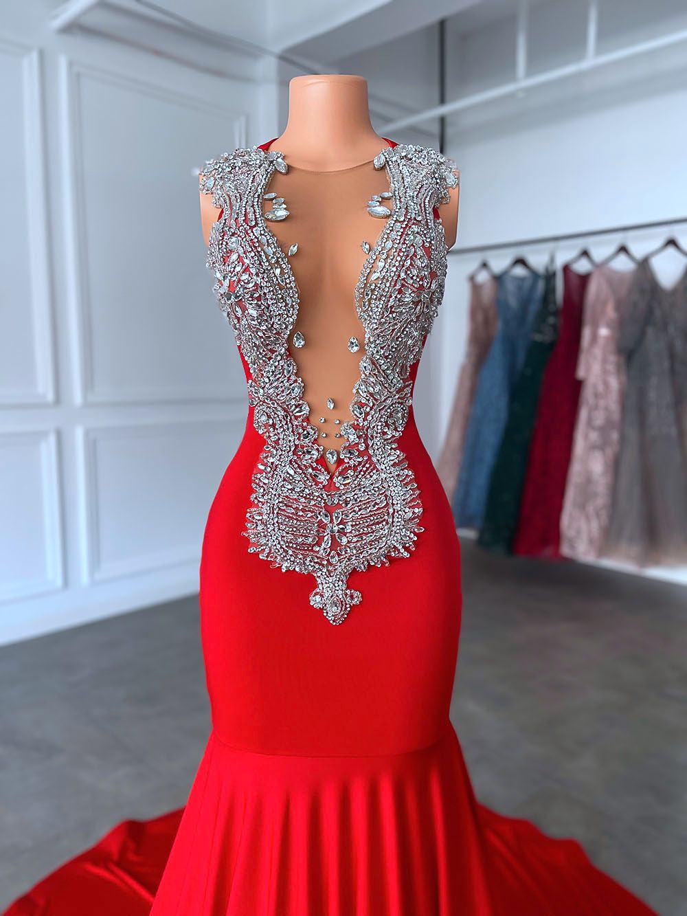 Red And Silver Prom Dress