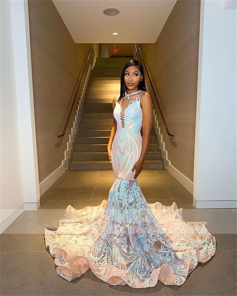White And Black Mermaid Prom Dresses