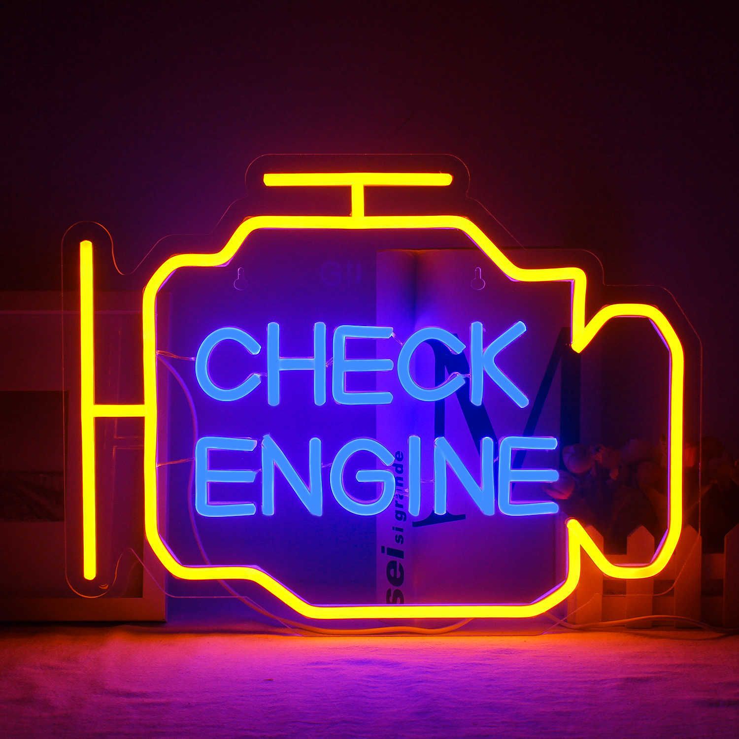 LED Neon Sign Check Engine Neon Sign Led Light Auto Room Repair Shop ...