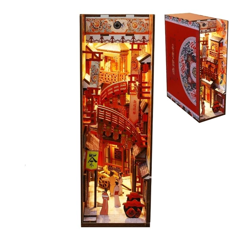 Architecture/DIY House DIY Wooden Book Nook Shelf Insert Kit Miniature Fairy Tale Town Bookshelf ...