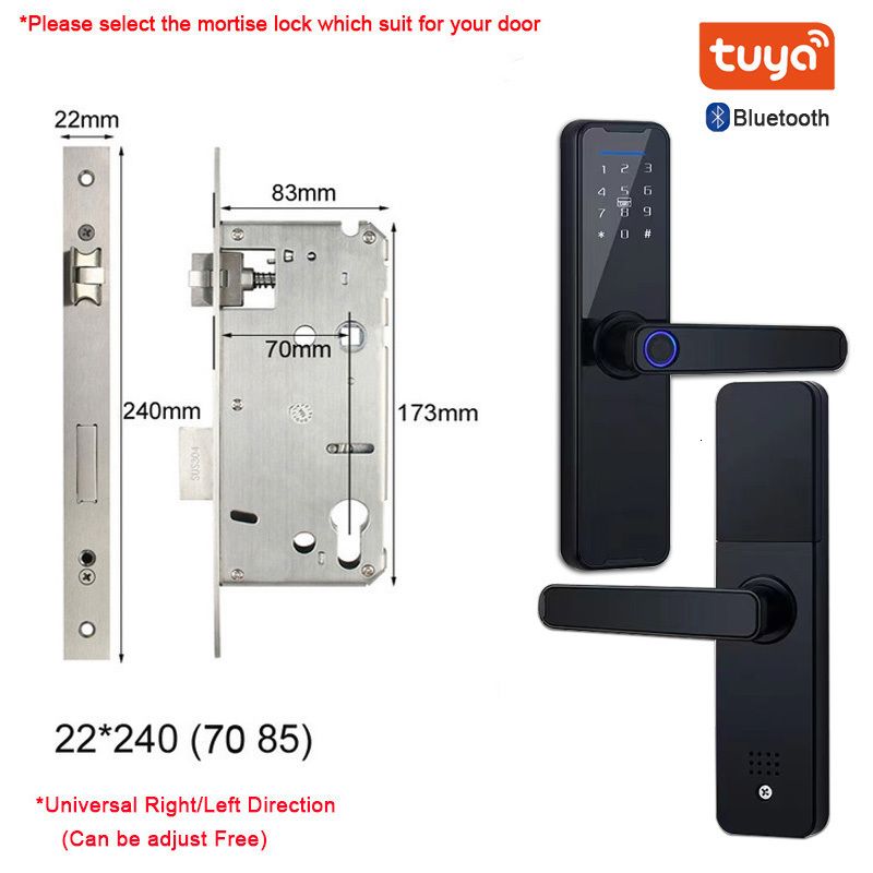 Door Locks K7 Pro Biometric Fingerprint Door Lock Black Smart Lock Tuya App Remote Unlocking ...