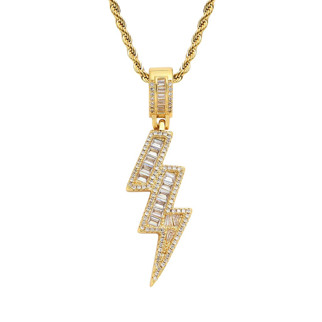 Shiny Diamond Hip Hop Rapper Necklace With Lightning Pendant From ...